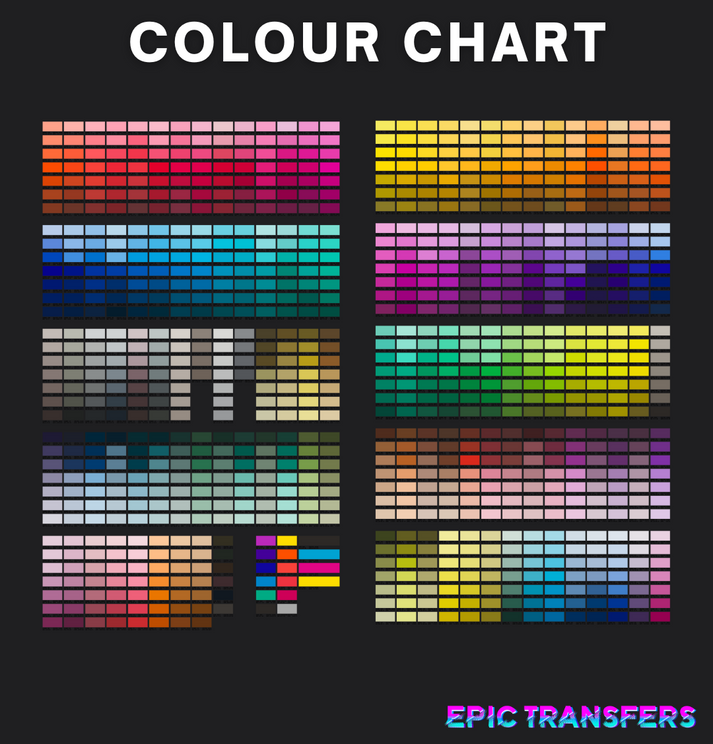 Colour Chart – DTF Warehouse